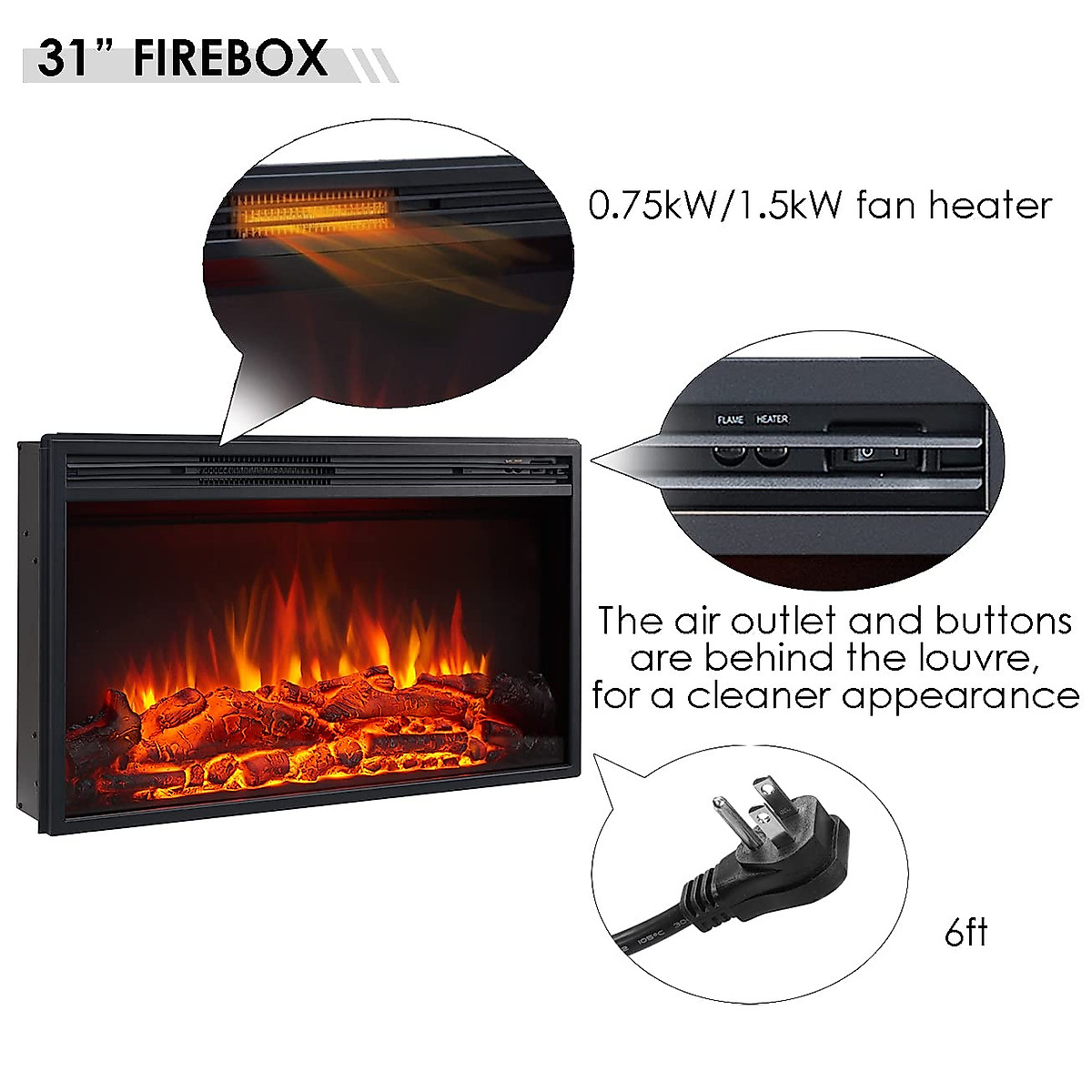 LegendFlame® Harrison Electric Fireplace with 48" Mantel Surround and Jaden 31" Insert, Espresso Oak with Light Grey Marble Finish