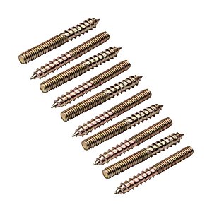 Yinpecly 10Pcs Carbon Steel Double Headed Hanger Bolts 2 inch Length Self-Tapping Screw for Furniture Installation M6×50 Bronze