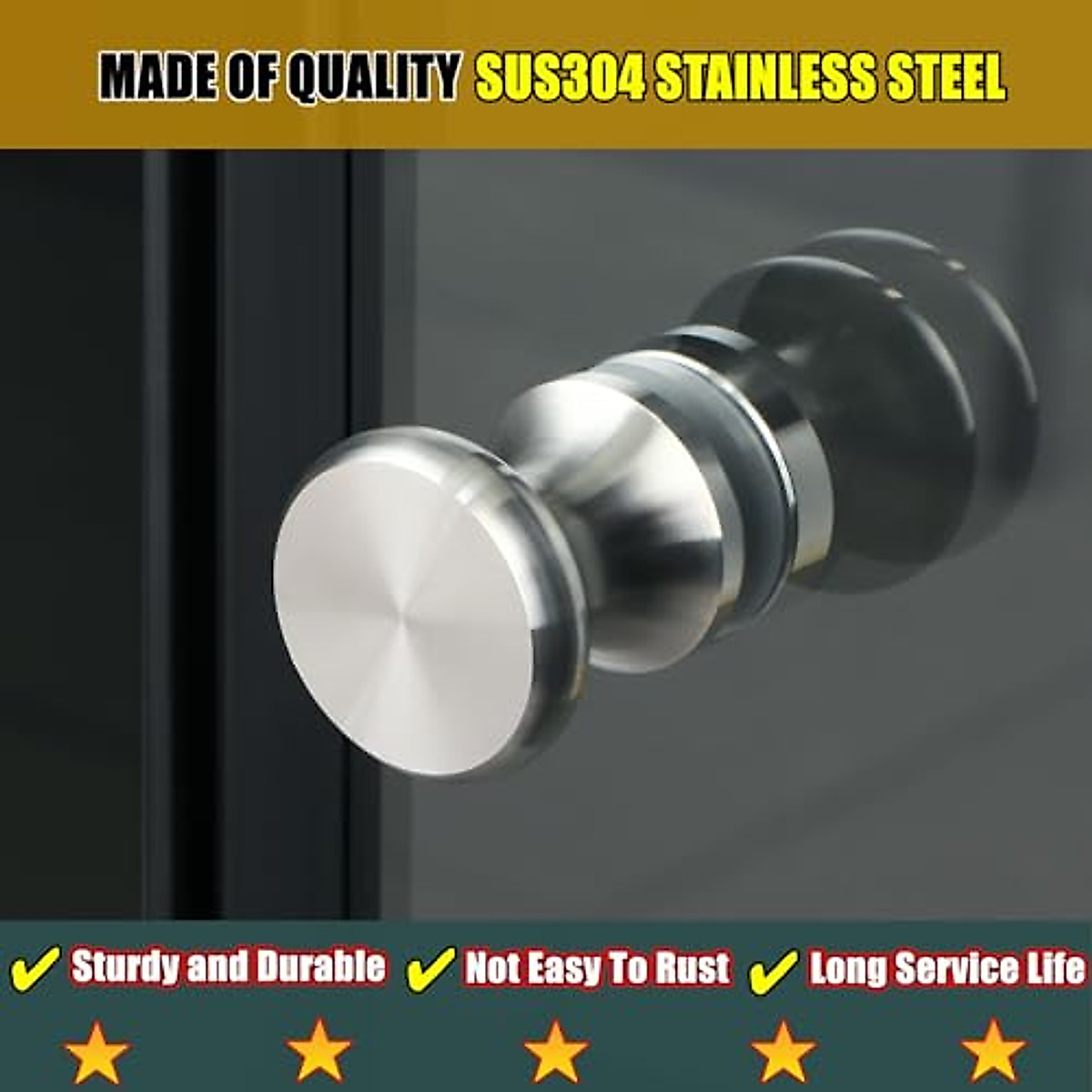 Alise Shower Glass Door Handle,Sliding Shower Doors Knob,Single Side Pull Hardware Replacement Parts,Solid SUS304 Stainless Steel Knobs,Brushed Nickel XLS200DB-LS