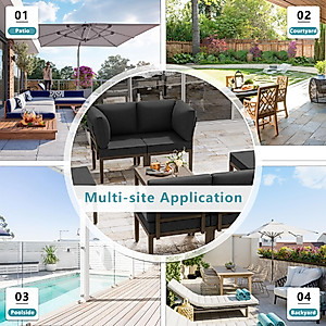 Knnbxa 14 Pieces Patio Furniture Set 12-Seat Metal Modular Outdoor Patio Conversation Sectional w/Thick Cushions and Coffee Table for Porch,Backyard,Lawn,Black(Dark Gray)