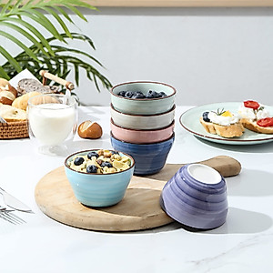 Selamica Ceramic 8oz Bouillon Cups 4 Inch Small Dessert Bowls for Soup Dipping Sauce Coffee Cupping, Microwave Dishwasher Safe, Set of 6, Gradient Color