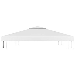 Tidyard 2-Tier Gazebo Top Cover Garden Canopy Replacement Cover with PVC Coating Sun Shade Shelter White for Party, Wedding Tent, BBQ, Camping, Pavilion Cater Tent 9.8ft x 9.8ft (L x W)