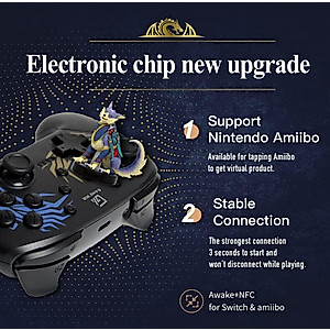 GAME'NIR DRAGON PATTERN Wireless Switch Controller Support NFC Amiibo, Ergonomic Switch Pro Controller for Switch/Switch Lite/Switch OLED with Dual Motor, Gyro Axis, Turbo Function, 5 Level Vibration