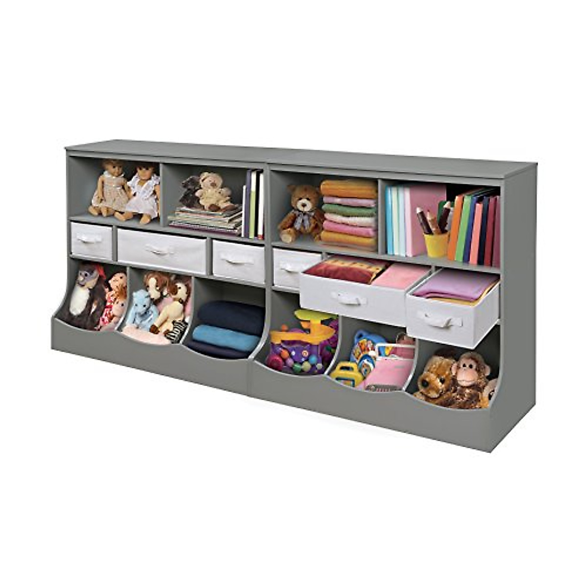 Freestanding Combo Shelf Cubby Bin Storage Organizer Unit with 3 Baskets