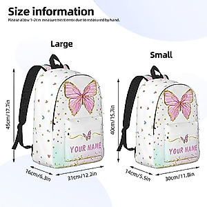UJDUYSD Personalized Backpack for Girls Boys, Custom Backpacks with Name, Customized Butterfly School Bookbag for Kids, Personalized Casual Bookbags for Back to School Travel Picnic 15in