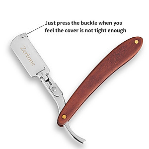 Zertone Straight Razors for Men Natural Wood Scale with 20 Double Edge Blades - Professional and Close Shaving Straight Edge Razor- Manual Shaver, Barber Razor Blade (Aluminum)