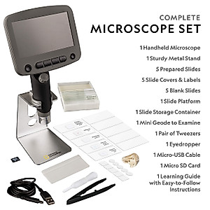 National Geographic Digital Microscope for Kids – 40-Piece Handheld Microscope, Lightweight, Portable, Capture 1080p Photos & Video on Micro SD Card, Tilting 4.3-Inch LCD Screen, 800x Magnification
