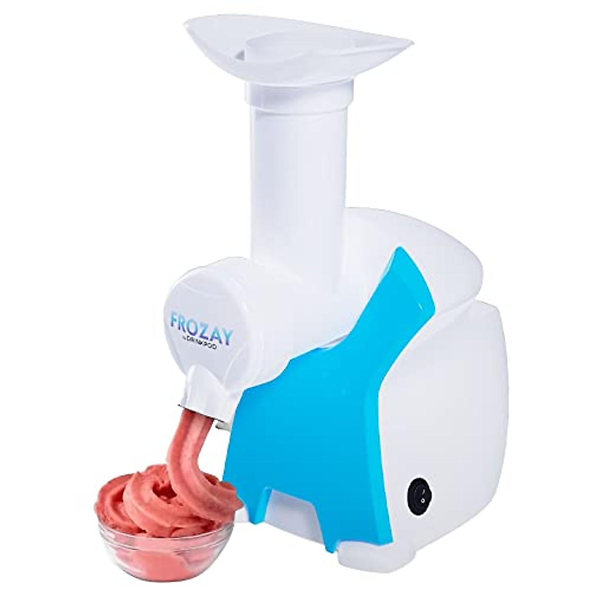 Drinkpod Frozay: The Ultimate Healthy Frozen Dessert Maker - Dairy-Free, Vegan Ice Cream, Soft Serve Frozen Yogurt, Fruit Sorbet, and Sherbet Machine with Simple One Push Operation With Recipe Book (Frozay White)