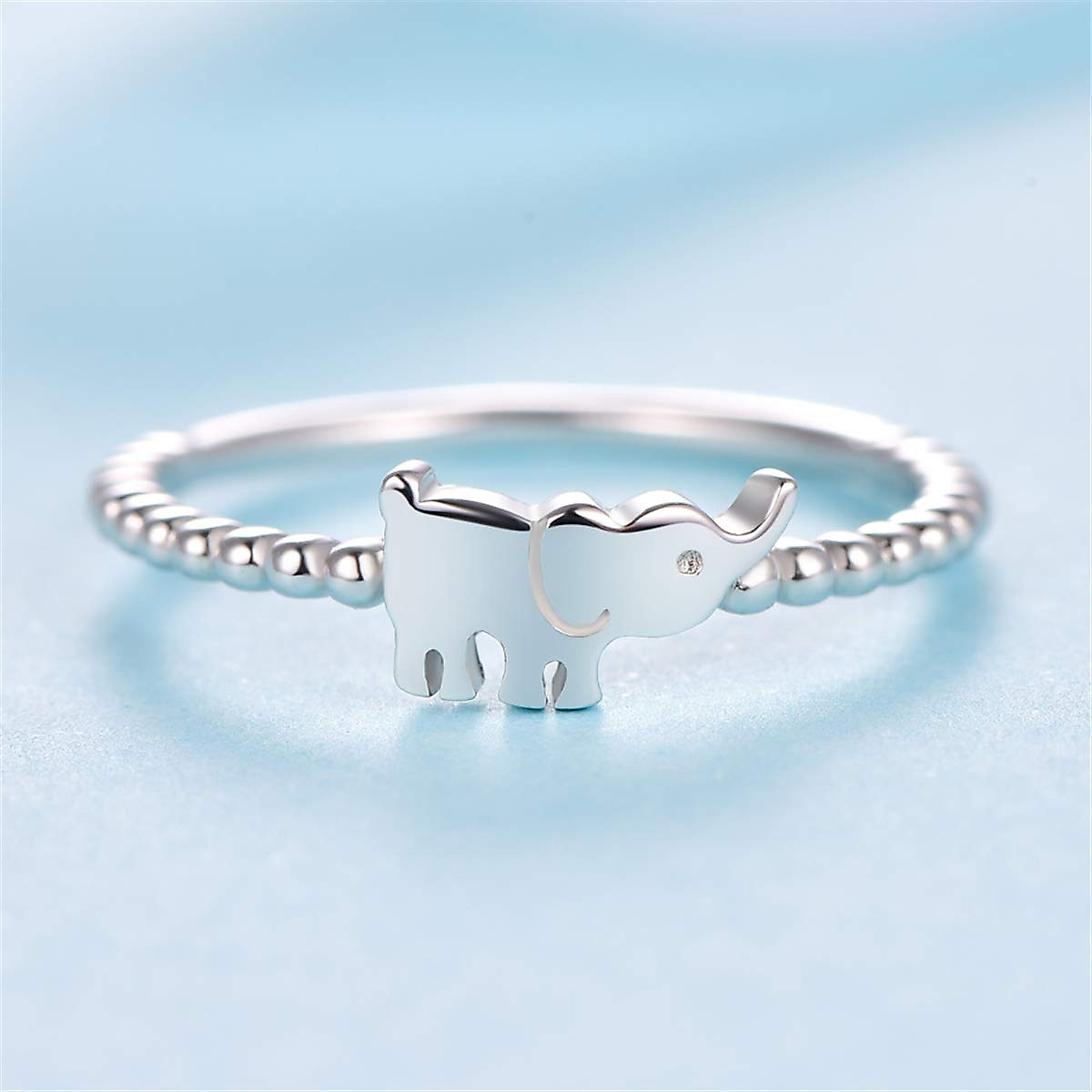 AVECON Women Fashion Rings 925 Sterling Silver Elephant Rings 925 Sterling Silver Animal Rings for Women Comfort Fit Size 7