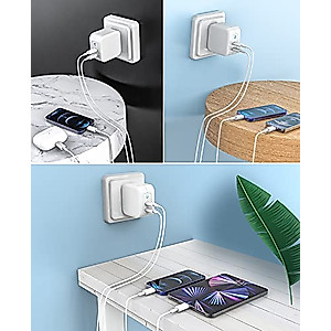 [Apple MFi Certified] iPhone Fast Charger, GEONAV 40W Dual USB C Foldable GaN Charger, 2-Port 20W Power Delivery Quick Charger with 2Pack 6FT Type C to Lightning Sync Cable for iPhone/iPad/AirPods Pro