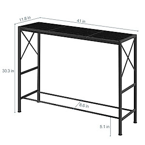 Narrow Console Table 41" Behind Couch Table Skinny Small Entryway Table, Black Wood Console Table with Metal Frame, Industrial Hallway Table for Entryway, Living Room, Foyer, Wood Sofa Table