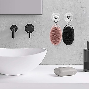 Soft Silicone Body Scrubber 2 PCS Silicone Body Shower, Silicone Loofah 2 in 1 Bath and Shampoo Brush, Body Scrubber Shower Cleaning Exfoliating Use for Sensitive Skin, Lather Well(Black and Pink)