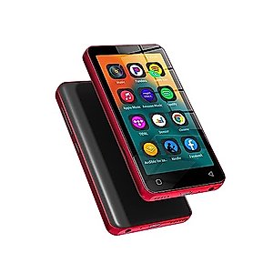 innioasis 16GB MP3 Player with Bluetooth and WiFi, Spotify, Pandora, Amazon Music, Audible, 4" Touch Screen Android Streaming MP3 MP4 Player (Red_Black)