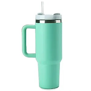New Version 40oz Stainless Steel Vacuum Insulated Tumbler with Lid and Straw for Water, Smoothie and More, Iced Tea or Coffee (Eucalyptus)