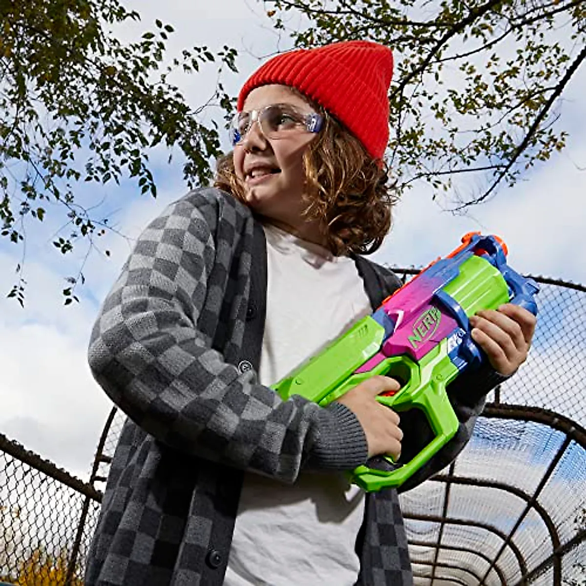 Nerf Mega CycloneShock Toy Blaster, Cybershock Color Style, 6-Dart Drum, 6 AccuStrike Mega Darts, Easy Priming (Amazon Exclusive)