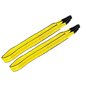 Mytee Products 2 Pack 2" x12' Web Lifting Sling - 6400 LBS WLL Vertical Lift Straps Twisted Eyelets 2-Ply - Choker (5000# WLL) & Basket (12,800# WLL)