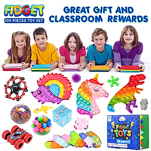 Fidget Toys 100 Pack,Big Pack Fidget Toys 100pcs for Kids,Best Fidget Sensory Toys Bulk,Classroom Treasure Box Toys,Party Favors Goodie Bags Filler, Easter Stocking Stuffers for Boys and Girls