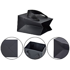 HUAPRINT Black Paper Bags,Matte Black Gift Bags,Extra Small Shopping Bags with Handles,30 Pack 4x2.75x4.5 inch,Party Favor Bags,Merchandise Business Bags,Wedding Bags