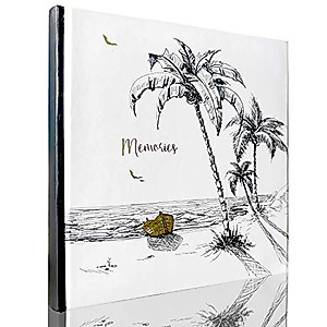 Holoary Photo Album 4x6 160 Photos Two Pictures Per Page, Memo Writing Area for Each Pocket, 160 Pockets 4”x6”, Printed Book Cover Travel Design Natural Beach Memories