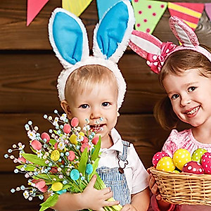 6 Pack Artificial Easter Flower Easter Spray with Easter Eggs and Berries Decorative Spring Floral Stems Speckled Easter Picks Branches for Floral Arrangement Centerpiece Wreath Decoration