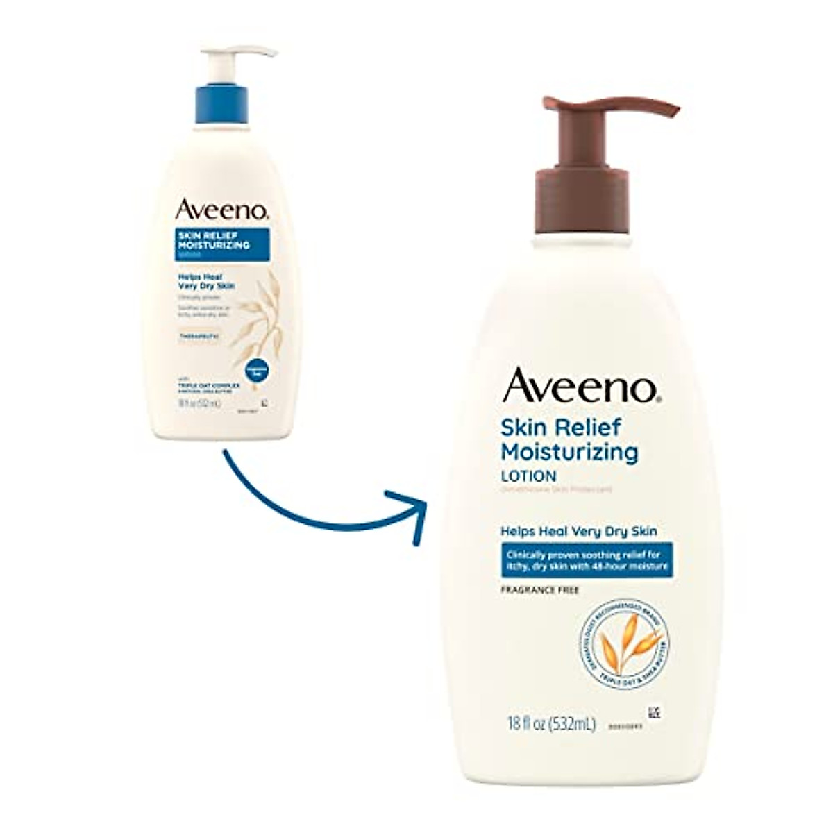 Aveeno Skin Relief Moisturizing Lotion for Very Dry Skin with Soothing Triple Oat & Shea Butter Formula, Dimethicone Skin Protectant Helps Heal Itchy, Dry Skin, Fragrance-Free, 18 fl. oz