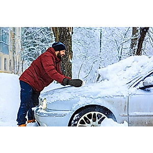 SCRUBIT Ice Scraper with Glove - Car Windshield Scraper for Ice and Snow w/Fleece Mitt - Quickly Scrape and Remove Snow While Staying Warm - Waterproof & Windproof - Car Scraper Snow Brush (Black)