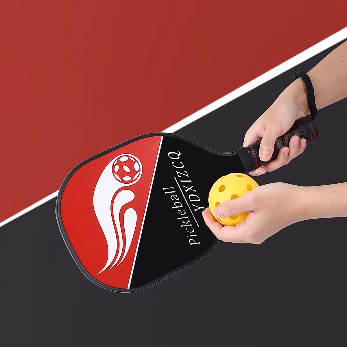 YDXIZCQ Pickleball Paddles, Pickleball Set 4 Paddles with 6 Balls and 1 Carry Bag, 7-ply Basswood Wood Pickleball Paddles, Safe Edge Guard, Wooden Pickleball Paddle