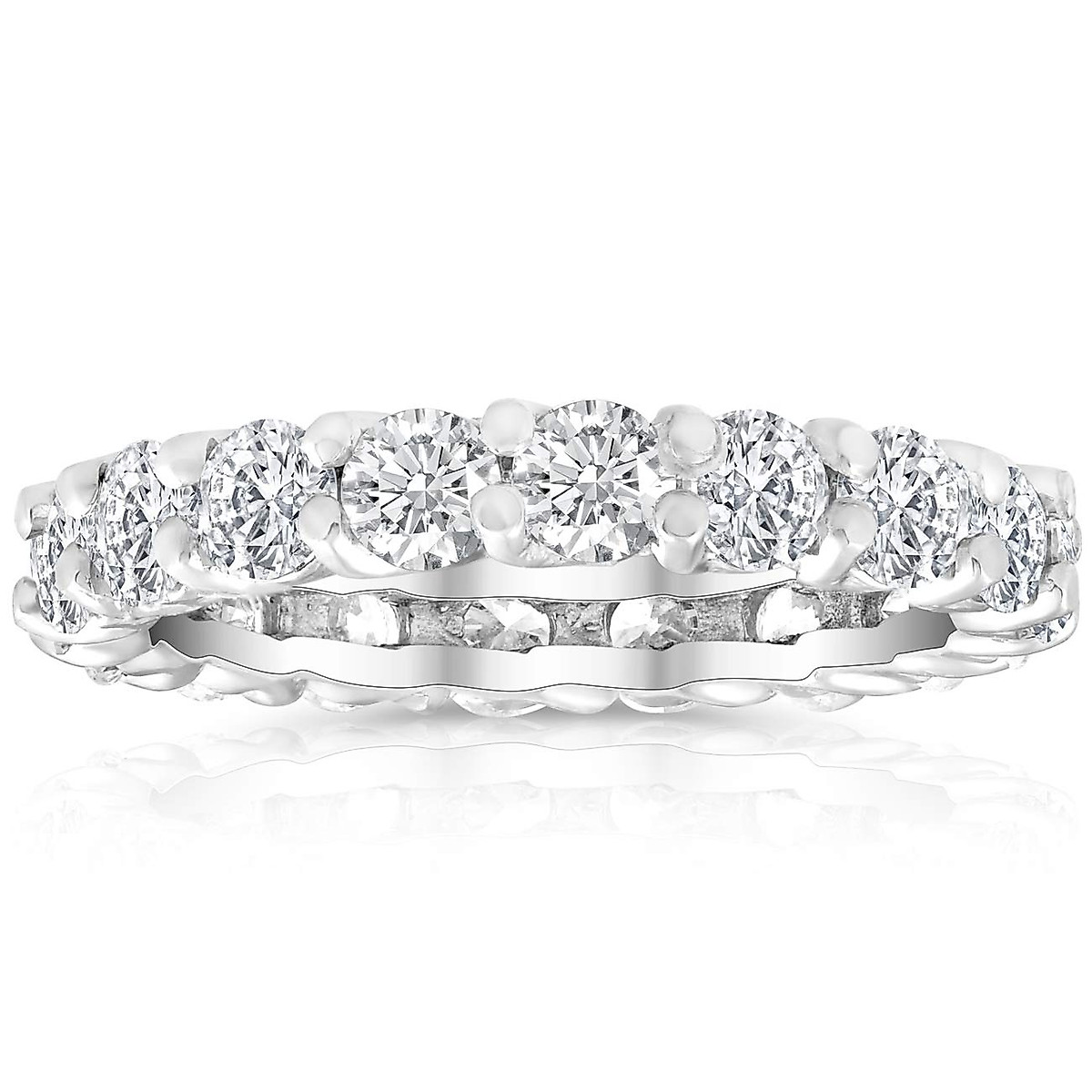 2 Ct Lab Created Moissanite Eternity Ring Womens Wedding Band 14k White Gold - Size 6