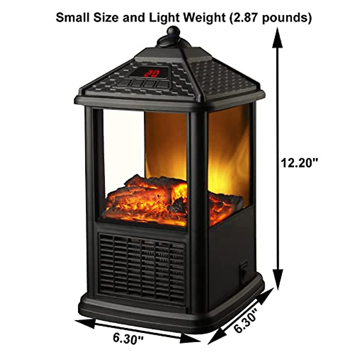 Portable Little Small Electric Fireplaces Space Heaters for Indoor Use Freestanding Bedroom Mini Electric Space Fireplace Heaters Stove with Flame Thermostat Timer Remote Control Overheat Protection