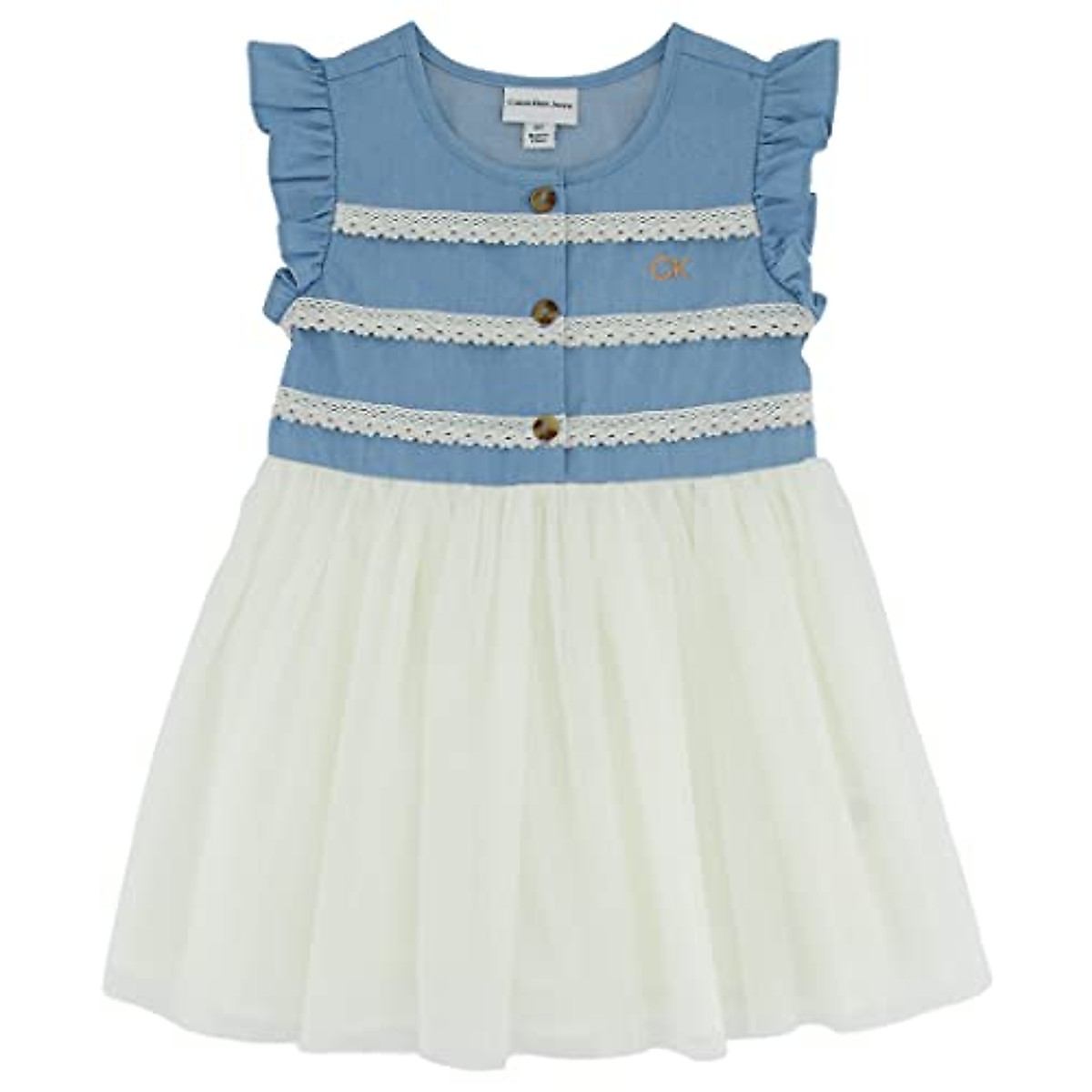Calvin Klein Baby Girls' Dress, Light Wash Denim, 12M