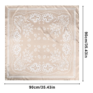 AWAYTR 35” Large Square Satin Head Scarf - Square Hair Bandanas Large Scarf Sleeping Head Wraps Satin Neck Scarf for Women Hair Wrap (Paisley(Camel))