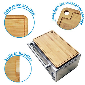 Ansoon Bamboo Wood Cutting Boards for Mini Smart Toaster Oven Air, Compatible with Breville 860 BSS/845BSS Countertop Oven, 1.2inch Heat Resistant Silicone Feet, Creates Storage Space