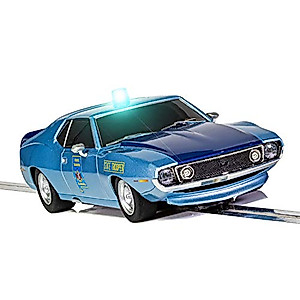 Scalextric AMC Javelin Alabama State Trooper 1:32 Police Slot Race Car with Working Siren C4058, Blue