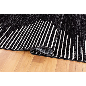 Rugshop Bohemian Stripe Stain Resistant High Traffic Living Room Kitchen Bedroom Dining Home Office Runner Rug 2'x7' Black