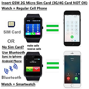 CNPGD Smart Watch for Android Phones Samsung Iphone Compatible Quad Band Unlocked Watch Cell Phone for Men and Women Touch Screen Fitness Tracker Pedometer Sleep Monitor