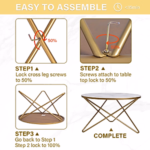 HLR Round Coffee Table with White Faux Marble Top