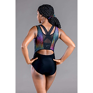 Destira Gymnastics Leotards for Girls, Tokyo Nights, Super Soft Leotards for Women and Girls with Matching Scrunchie, Gymnastics, Dance, Cheer, Yoga, and More, Adult Small