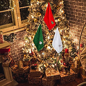 Afaris Christmas Hand Towels 16 x 25 Inch, Pure Cotton Soft Towels for Drying & Cleaning, Xmas Claus Snowman Trees for Bathroom Kitchen Wash Basin,Holiday Home Decor Set of 3(Red, White,Green)