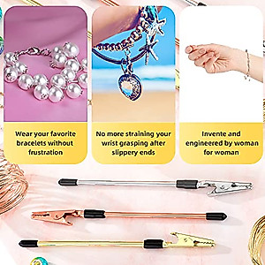 Bracelet Tool Jewelry Helper Hand Bracelet Helpers Fastening and Hooking Equipment for Jewelry Bracelet Necklace Watch Clasps Zipper Valentine's Gift 6.1 Inch, Gold Silver and Rose Gold (3 Pieces)