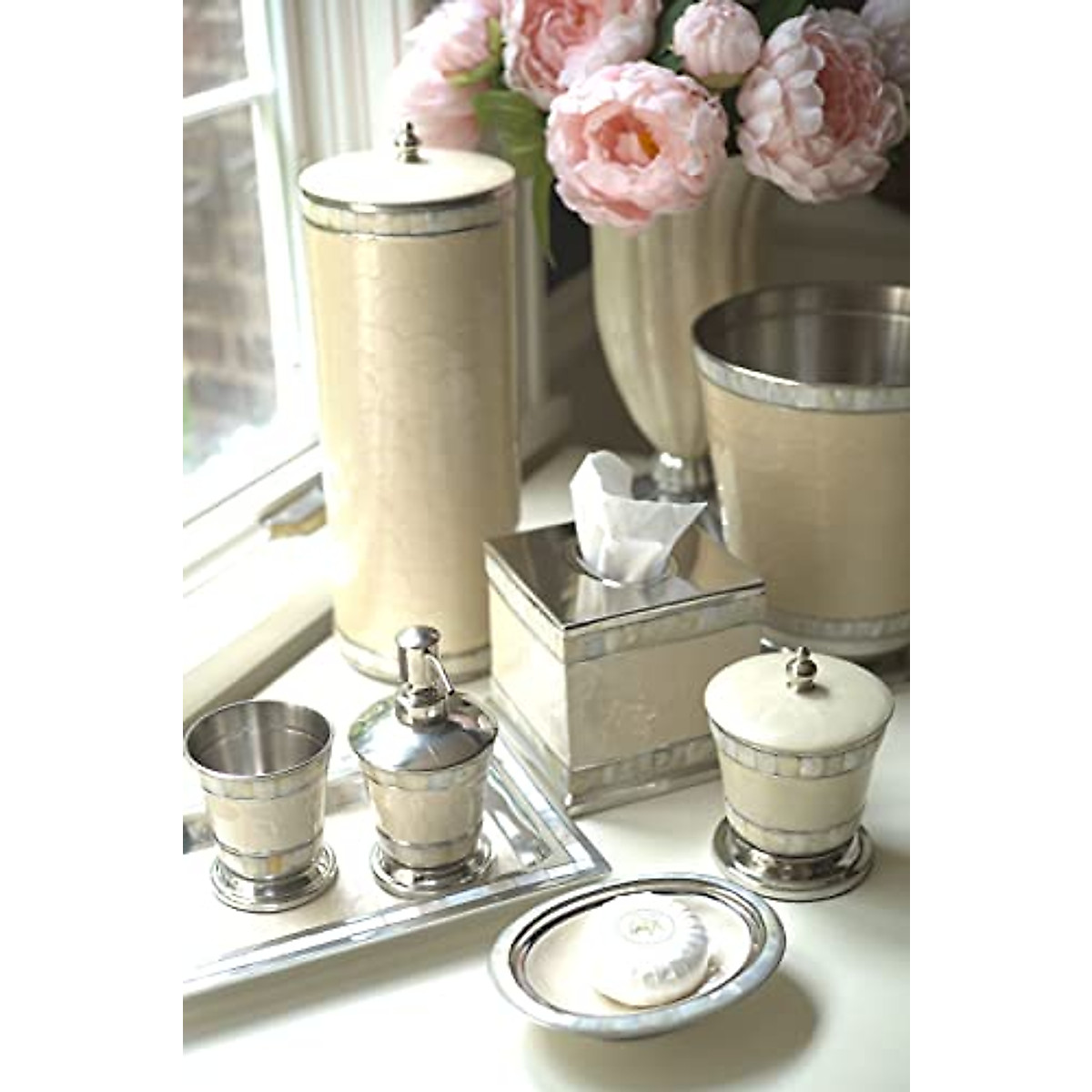 Julia Knight Classic 5.5" Covered Canister Snow Bath Collection, One Size