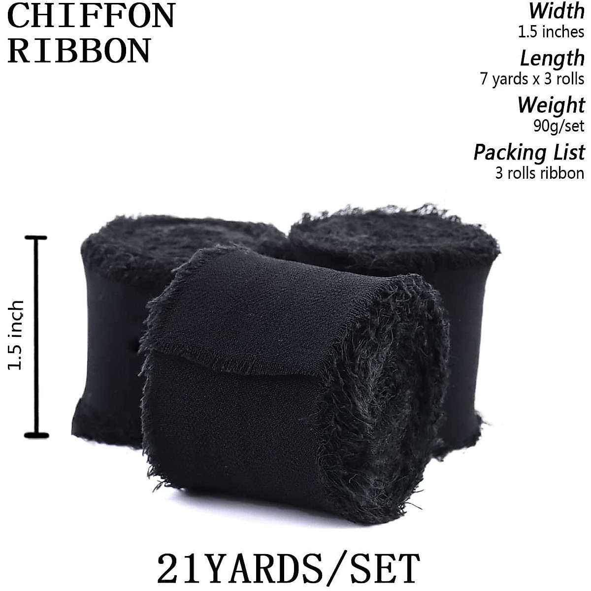 SHUNSTONE Mixed Pink Chiffon Ribbon Fringe Silk Ribbon 1.5" x 7Yd Dusty Rose Mauve Ribbon for Gift Wrap, Wedding Decoration, Invitation, Greeting Card, Bridal Bouquet, DIY Craft (3 Rolls 21 Yards)