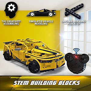 TOTI ROYAL Stem Building Toys for Boys Age 8-12 - 419PCS Remote Control Car Building Kit for Kids & Adult - Model Car Kits to Build for Kids 8-12 Great Remote Control Toy Gift for Your Kids (Yellow)