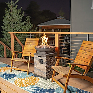 Bond Manufacturing 63172 Newcastle Propane Firebowl Column Realistic Look Firepit Heater Lava Rock 40,000 BTU Outdoor Gas Fire Pit 20 lb, Pack of 1, Natural Stone