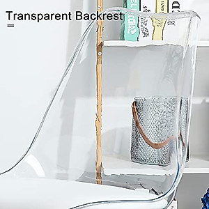 Acrylic Clear Desk Chair Modern Home Office Ghost Chairs with Wheels Cute Armless Rolling Vanity Plastic Chair with Adjustable Height (Clear)