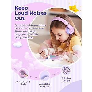 iClever BTH12 Kids Bluetooth Headphones,Colorful LED Lights Wireless Kids Headphones,74/85/94dB Volume Limited,55H Playtime,Bluetooth 5.2,Over Ear Headphones Built-in Mic for iPad/Tablet/Airplane,Pink