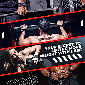 JerkFit Death Grips, Lifting Straps for Deadlifts, Pull Ups, and Heavy Shrugs, with Padded Support, Palm Protection & Increased Grip for Heavy Pull Lifts (Large)