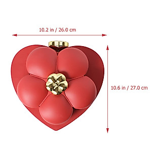Homoyoyo Rotating Candy Box Heart Shape Snack Storage Tray 10 Compartments Party Serving Platter Candy Nut Dish Dried Fruit Plate Food Storage Organizer for Home Red