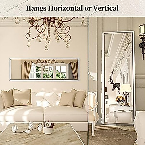 Silver Bathroom Mirror for Over Sink: 65 x 22 Inch Brushed Nickel Bathroom Wall Mirror - Modern Farmhouse Framed Vanity Mirror Hangs Horizontal or Vertical Shatterproof