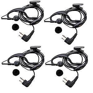 4X HQRP 2-Pin External Ear Loop Headset w/PTT Microphone Compatible with Motorola RDV-5100, RDV-2020, RDU-2020, RDU-2080, RDU-2080D, RDV-2080DD, RDU-4100, RDU-4160, RDU-4160D, RDV-2080D, RDV-5100