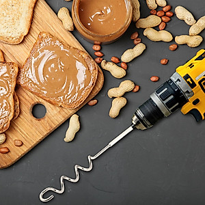 Peanut Butter Stirrer, 11.8 Inch Stainless Steel Nut Butter Mixer Peanut Butter Stirring Tool Drill Nut Butter Stirrer Fast Mixing Stirrer Utensil for Mixing Various Peanut Butter Jam